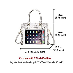 FOXLOVER Genuine Leather Handbags for Women Satchel Purses All-Match Top Handle Shoulder Bags Crocodile Pattern Crossbody Bag Commute Tote Bag