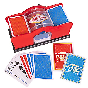 Crazy Games 2 Deck Manual Card Shuffler with Hand Crank for Blackjack, Uno, Poker, Rummy, Pokemon Cards | Easy to Use Card Mixer Machine with 2 Free Decks
