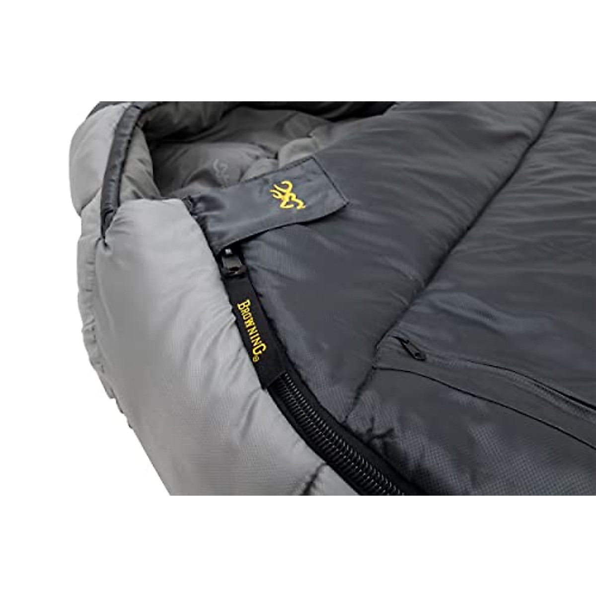 Browning McKinley 0° Sleeping Bag - Oversize Insulated Hooded Rectangle Made with Ripstop Outer and Brushed Polyester Liner, with Compression Stuff Sack, Charcoal/Gray