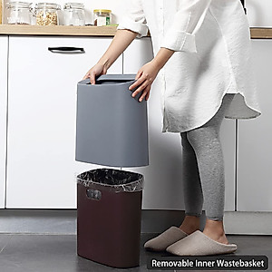 Doyingus Slim Trash Can Plastic Rectangular Wastebasket 2.4 Gallon Garbage Container Bin for Bathroom Bedroom Office Kitchen (White)