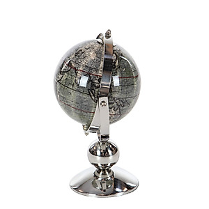 Deco 79 43487 Stainless Steel and PVC Decorative Globe, 8"L x 5"W x 10"H, Silver