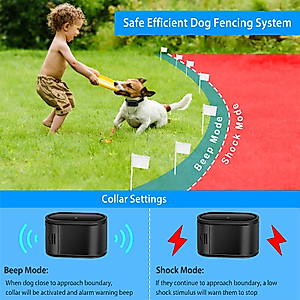 KOCASO Electric Dog Fence System, Covers up to 1.2 Acre, for Dogs Over 4 lb, 2 Ajustable Waterproof Collar with 984 Feet Wire,Suitable for Small, Medium, Large Dogs (Black 2) (with 2 Collars)
