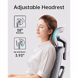 Hbada Ergonomic Office Chair with 3D Adjustable Armrests, Adjustable Lumbar Support High Back for Computer Chair, Big and Tall Mesh Office Chair, Home Office Desk Chairs White