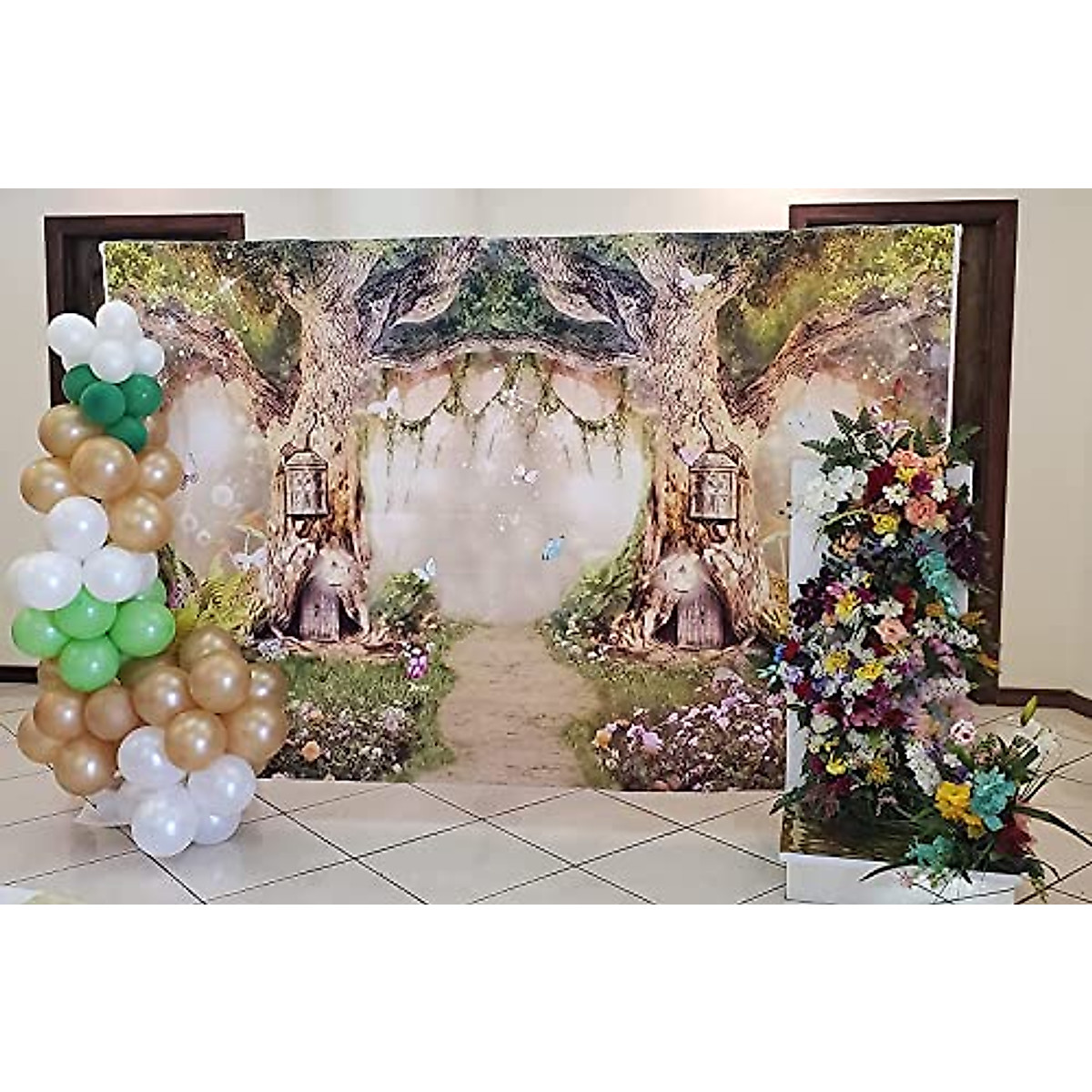 Leowefowa 10x6.5ft Enchanted Forest Backdrop Fairy Tale Forest Enchanted Garden Photography Background for Girl 1st Birthday Baby Shower Party Photoshoots Newborn Kids Children Cake Smash Studio Props