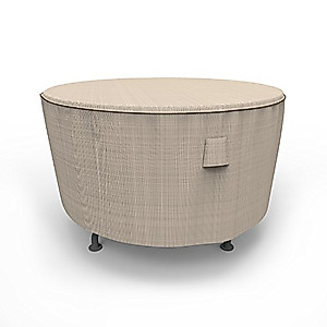 Budge P5A22PM1 English Garden Round Patio Table Cover Heavy Duty and Waterproof, Medium, Two-Tone Tan