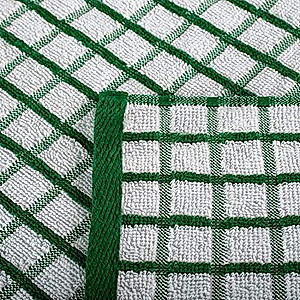 White Classic [12 Pack] Premium Dish Cloths for Kitchen - Heavy Duty Absorbent 100% Cotton 410 GSM Terry Kitchen Towels, 12x12 (Multi)