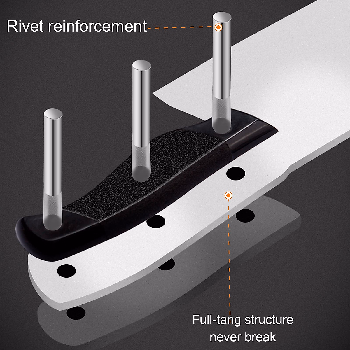 Meat Cleaver Knife 7.2 Inch, Ultra Sharp Chinese Chef's Knives, Full-tang Chopping Knife, 30Cr13 Steel Blade Thickness 2 mm, TJ SEGA Series TC17068