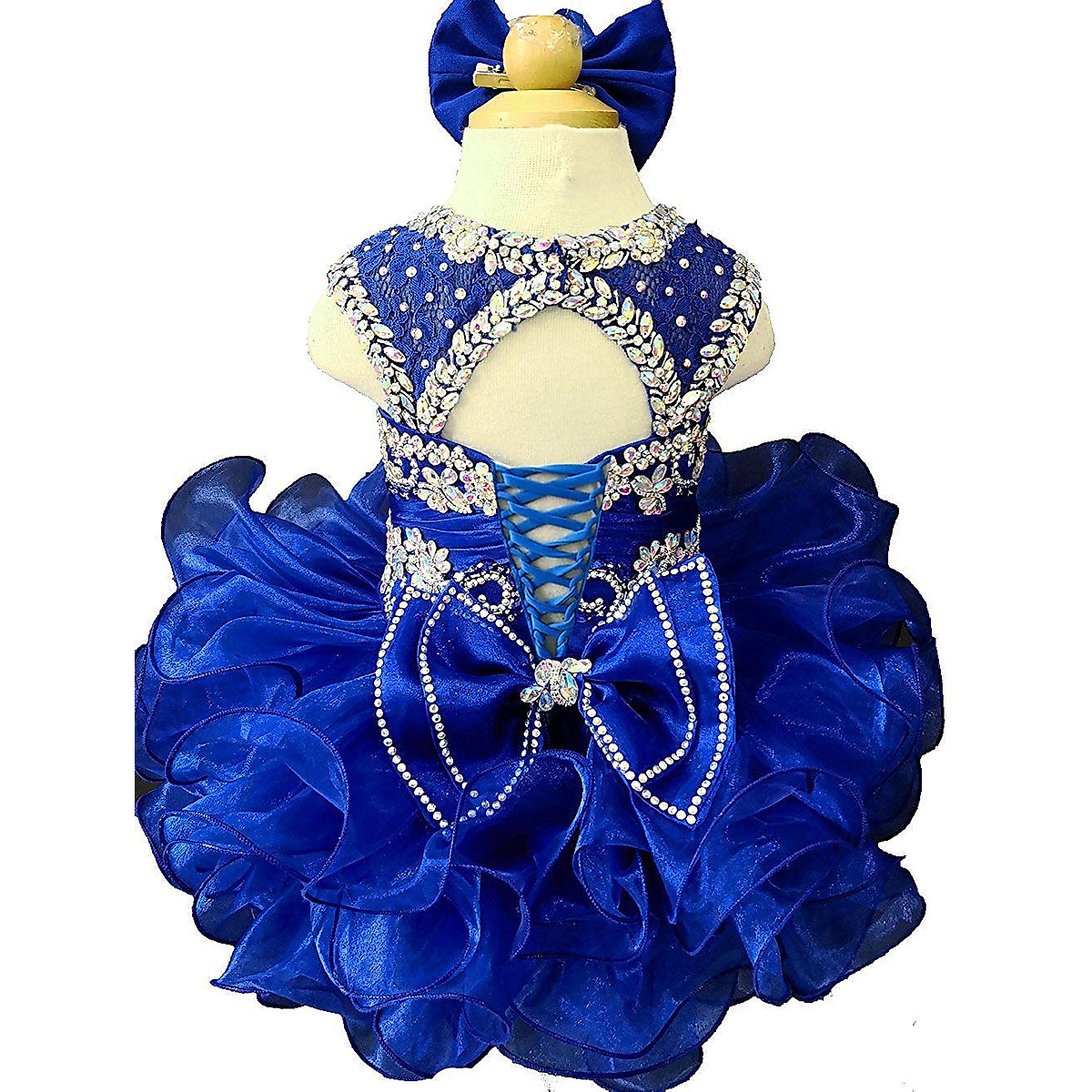 M_RAC Baby Girl's Crystal Lace Pageant Cupcake Dresses for Toddler Short Mini Birthday Party Gowns 2 US Mint Green