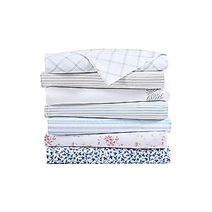 Laura Ashley - Queen Sheets, Soft Sateen Cotton Bedding Set - Sleek, Smooth, & Breathable Home Decor (Fern Blue, Queen)