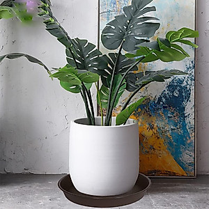 Angde 2 Pack of Plant Saucer 20 22 inch (19.5 Inch Base), Deep Heavy Duty Plastic Plant Saucers 20" Round, Flower Plant Trays for Indoors Outdoor, Plant Drip Tray for Planter 18-22" (Chocolate Brown)