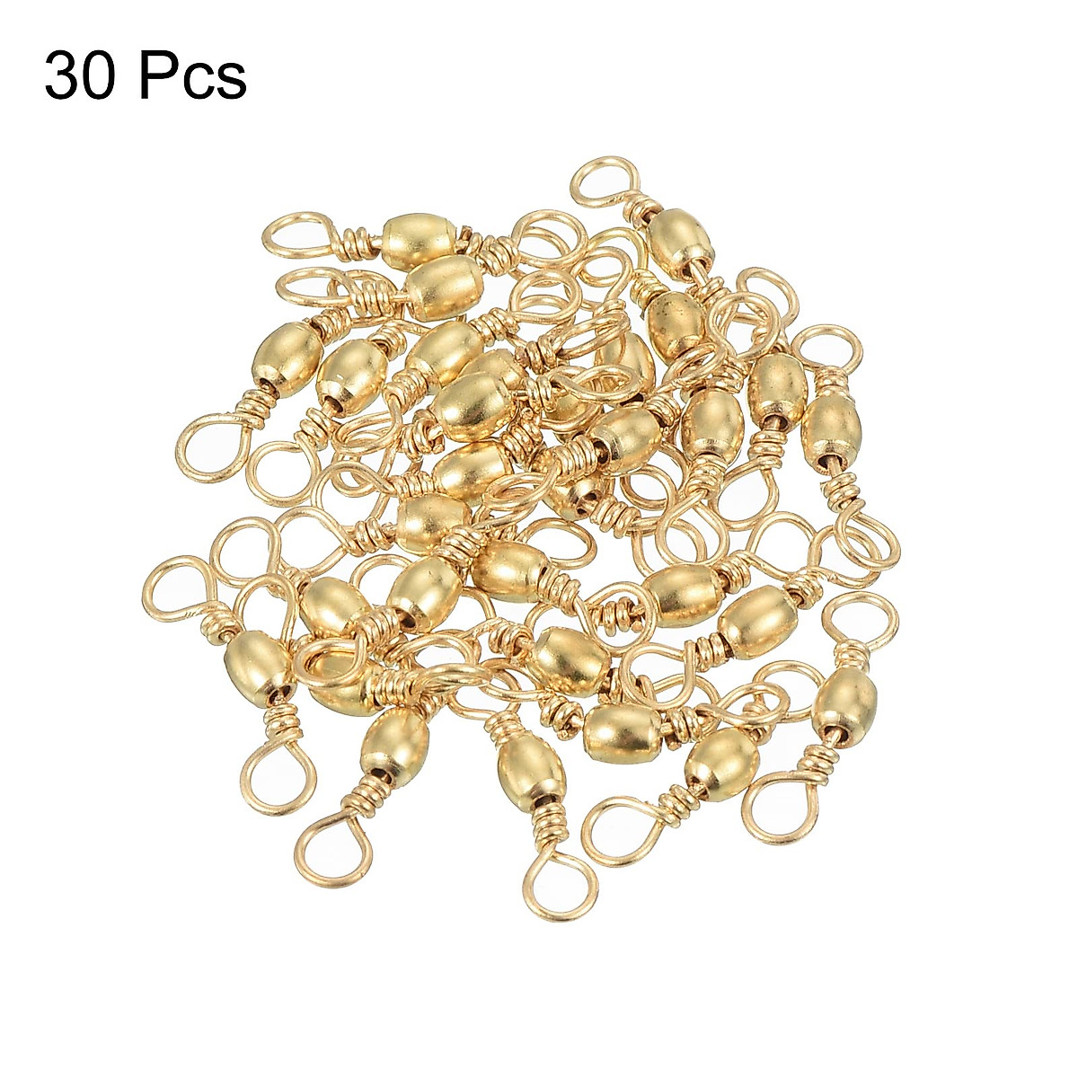 PATIKIL Fishing Barrel Swivel, 30Pcs 33lb Carbon Steel Solid Ring Terminal Tackle, Golden