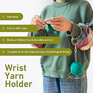 YOJOB Portable Wrist Yarn Holder for Crocheting & Knitting, Without Tangling Yarn Spinner for Yarn Balls and Cake, Ideal Crochet Gift for Crafters (Transparent)