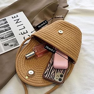 NIBD Straw Crossbody Bags for Women Mini Beach Bag, Woven Bucket Bag,Bohemian Summer Beach Basket Vacation Shoulder Bag (Brown)