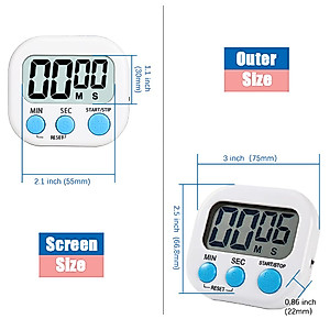 4 Set Digital Kitchen Timer Magnetic Backing Stand, Timers for Baking, Kitchen, Study, Exercise Training, Count up&Count Down Clock Loud Alarm(Include Battery)