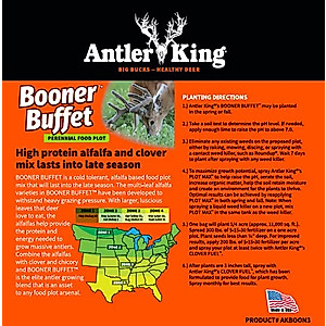 Antler King Booner Buffet Perennial Food Plot | 3 lb Bag Contains Two Varieties of Alfalfa Plus Clover & Chicory | Plants 1/4 Acre
