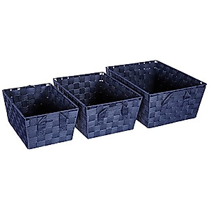 Whitmor Woven Strap Storage Baskets S/3-Navy