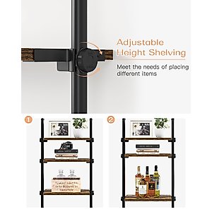 ALLZONE Adjustable Tall Narrow Bookshelf for Bedroom,4-Tier Ladder Bookshelf for Small Spaces,Tension Mount Small Book Shelf and Tall Bookcases, 64 to 113Inch Height Skinny Bookshelf with Open Storage