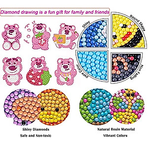 DDYUNLY 5D Diamond Painting Sticker Kits for Kids, Cartoon DIY Diamond Art Animal Sticker for Girls Boys Beginner Diamond Painting Kits, Cute Digital Diamond Paint for Children