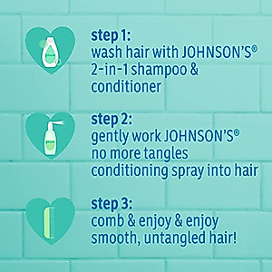 Johnson's No More Tangles 2-in-1 Detangling Hair Shampoo & Conditioner for Kids & Toddlers, Gentle & Tear-Free, Hypoallergenic & Free of Parabens, Phthalates, Sulfates & Dyes, 20.3 fl. oz