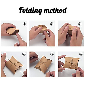 Shindel Pillow Box, 3.5"x2.6"x1", 50 PCS Small Gift Boxes Candy, Jewelry Packaging Boxes Mini Kraft Boxes Wedding Present Thanksgiving Day Treat Boxes