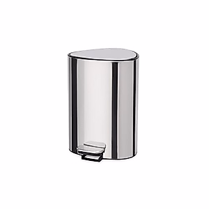 Joseph Joseph EasyStore Luxe Stainless Steel 5 Liter Pedal/1.3 Gallon Trash Can with Bin Liner Storage, Soft-Close Lid, Removable Inner Bucket, for Bathroom, Bedroom, Office