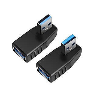Oxsubor USB 3.0 Adapter 90 Degree Male to Female Coupler Connector Plug Left Angle and Right Angle