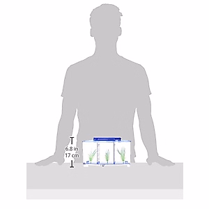 PENN-PLAX Deluxe Triple Betta Bow Tank Kit – Safely Divided Compartments – White and Blue LED Display Lights – Includes Under Gravel Filter & Plastic Plants – 0.7 Gallon in Blue