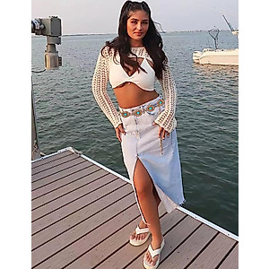 BEMYLV Turquoise Concho Belts for Women Western Gold Cowgirl Metal Belt Boho Waist Chains Dresses Jeans