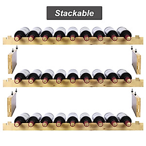 Finnhomy 18-Bottle Stackable Natural Bamboo Wine Display and Storage Rack