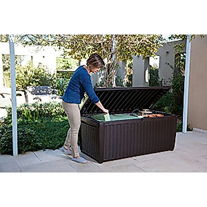 Keter Sumatra 135 gallon Outdoor Storage Rattan Deck Box, Brown
