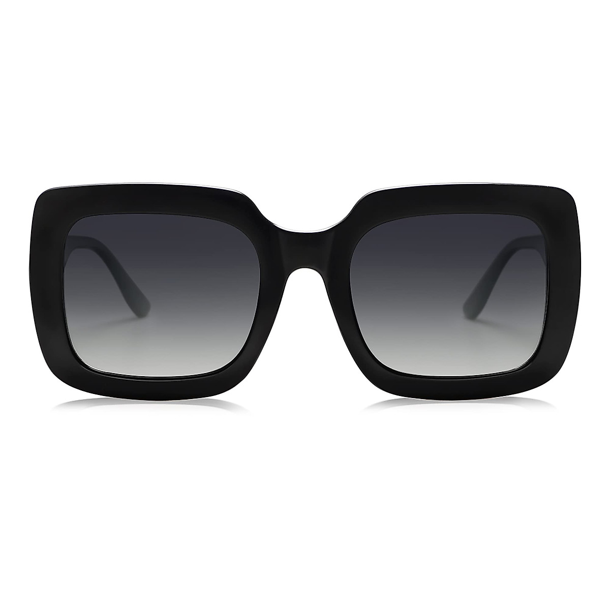 SOJOS Retro Nude Square Polarized Sunglasses for Women Trendy 90s Rectangle Sun Glasses UV400 Shades SJ2219 with Black/Gradient Grey Lens