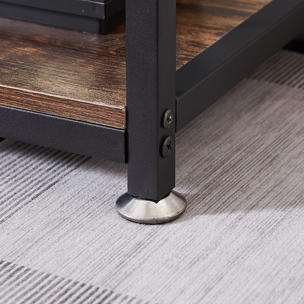 VECELO Bookcase with Doors/Drawers, Industrial 4-Tier Bookshelf Display Shelf Storage Cabinet for Books, Photos, Decorations, in Living Room,Bedroom, Home Office, Rustic Brown