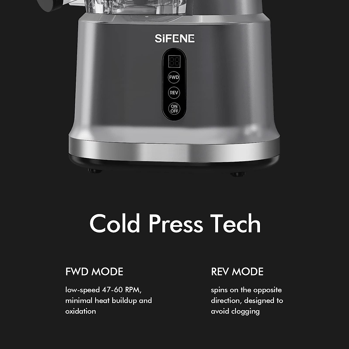 Cold Press Juicer Machine, SiFENE Slow Masticating Juicer, 83mm Wide Chute for Whole Fruits & Vegetables, Easy to Clean, High Yield, Non BPA, Gray