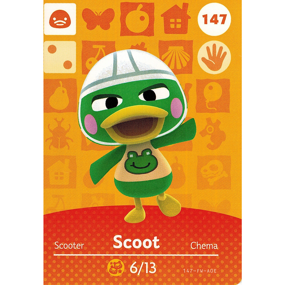 Nintendo Animal Crossing Happy Home Designer Amiibo Card Scoot 147/200 USA Version
