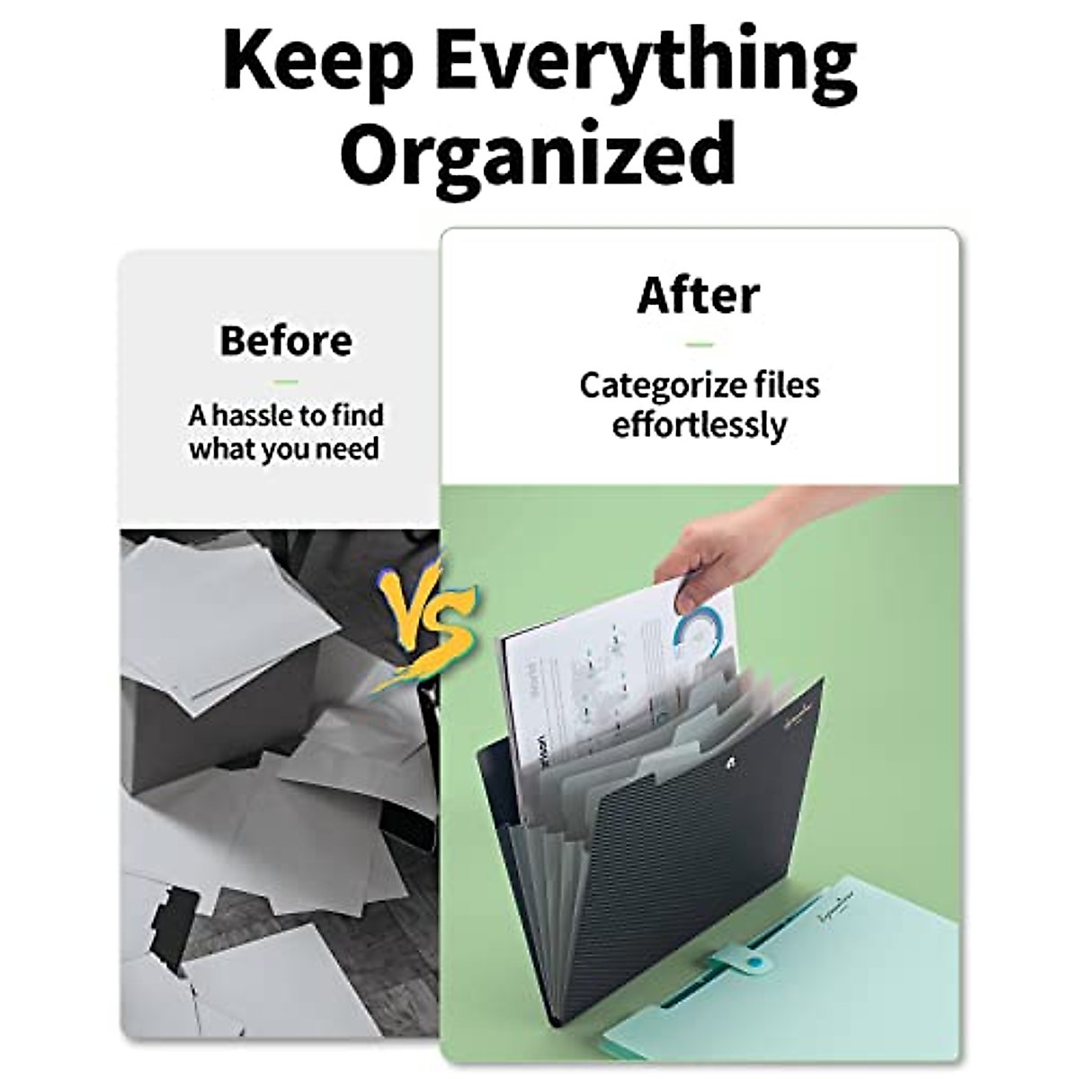 Sooez 4 Pack Expanding Filer Folders, 5 Pocket Accordion Folder, Accordion File Folder with Labels, Portable Folders for Documents, Premium Expandable Folder Organizer, Cute Folders for School Office