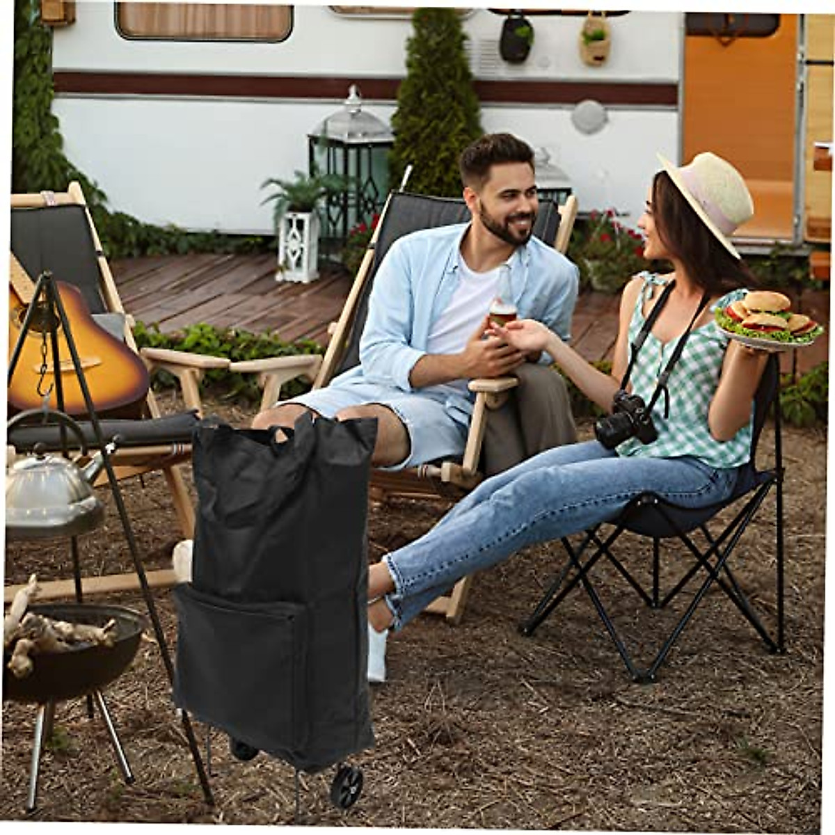 Garneck 2pcs Trolley Tug Bag Portable Wagon Collapsible Hand Truck Stair Climbing Hand Trucks Stair Climbing Grocery Cart Foldable Shopping Cart Trolley Shopping Bag Trolley Laundry Bag