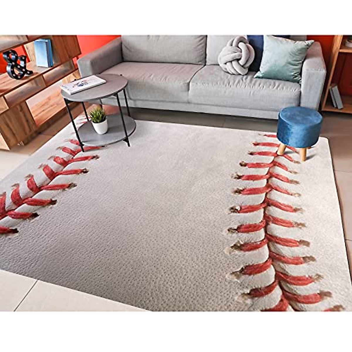 ALAZA Lovely Sport Ball Baseball Non Slip Area Rug 5' x 7' for Living Dinning Room Bedroom Kitchen Hallway Office Modern Home Decorative
