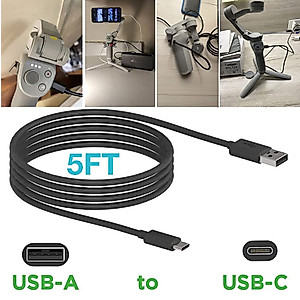 5FT USB C Gimbal Stabilizer Charger Cable for DJI OM5, OM4, OM4 SE, DJI OSMO Mobile 3, Ronin-SC, Ronin-S, RS 2, RSC 2, OSMO pocket 2, Action 2, FPV Remote Control, Phone Stabilizer Charging Power Cord