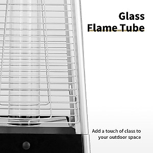 Patio Heater, KEZATO Outdoor Pyramid Patio Heater with Cover and Wheels 42000 BTU Glass Tube Propane Heater for Commercial and Residential Use Black