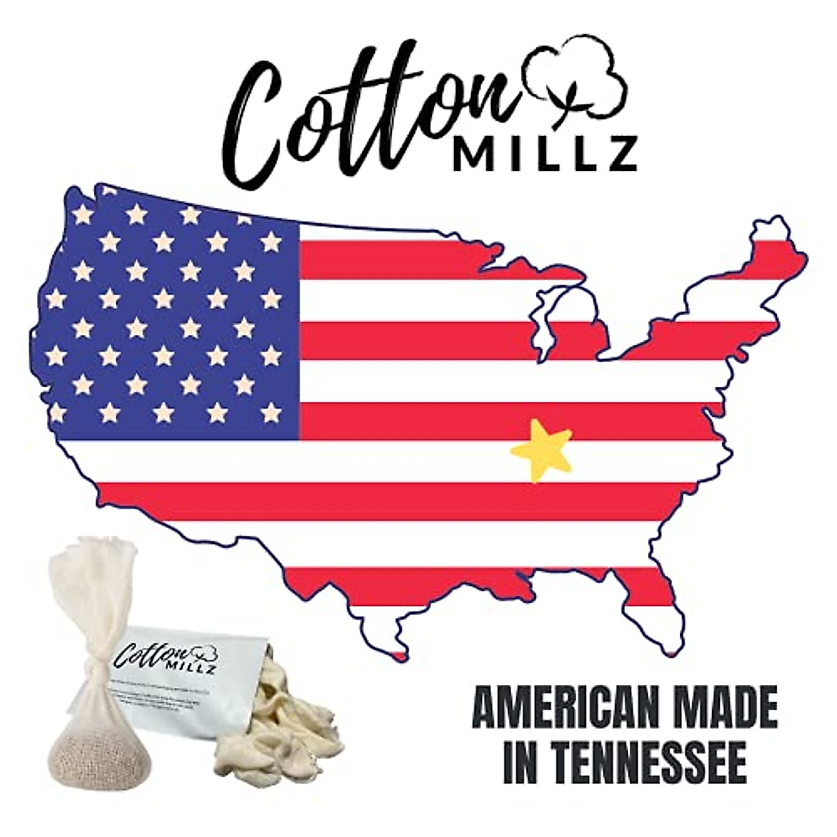 Cotton Millz 24" Cotton Boiling Bags for Seafood Bakes & Broils, Clams, Crab, Lobster, Soups, Broths; Reusable or Disposable; Made in USA (100 Pack)