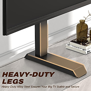 TAVR Ultra Strong Universal TV Stand Base for 55-90 Inch TVs Hold up to 150 lbs, Heavy Duty Height Adjustable Table Top TV Mount Stand with Tempered Glass Base, Max VESA 800x400mm, Black