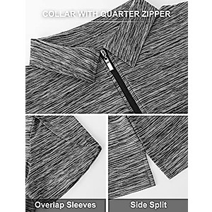 Viracy Golf Shirts Women, Collared T Shirts Overlap Short Sleeve 1/4 Zip Up Workout Tops Quick Dry Breathable Sun Protection Tops,Dark Grey-XL