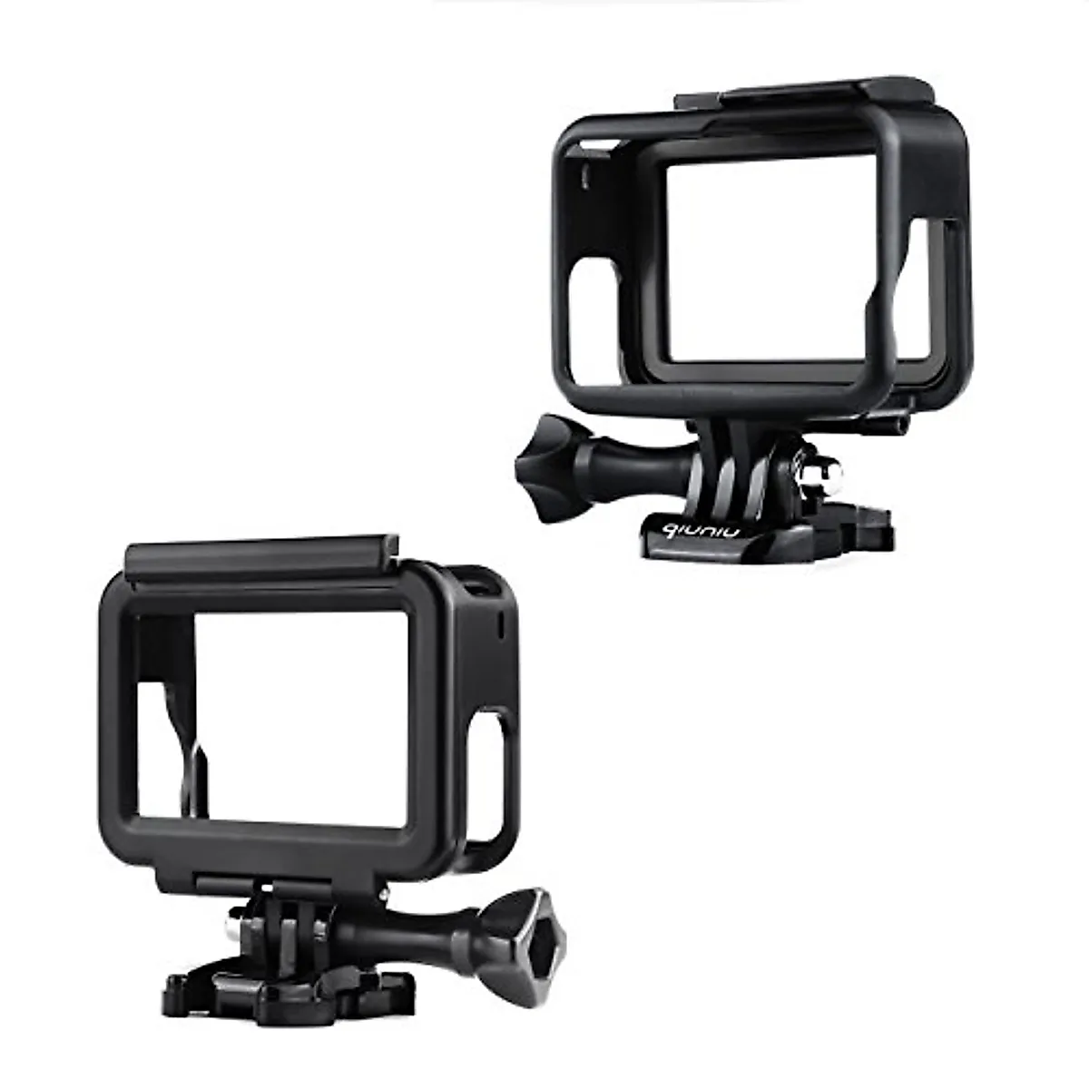 Frame Mount Housing Case for GoPro Hero 5/6/7 Black Action Camera - Protective Case with Quick Release Buckle, Long Thumb Bolt Screw, and Lens Cap - Black