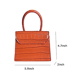 Cute Purse Mini Crossbody Bags for Women Top Handle Clutch Handbag (Orange-large)
