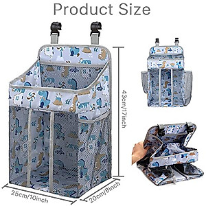 Hanging Diaper Caddy Organizer, Diaper Organizer,for Crib,Changing Table, Closets,Wall, Bassinet, Essentials Storage (Grey)