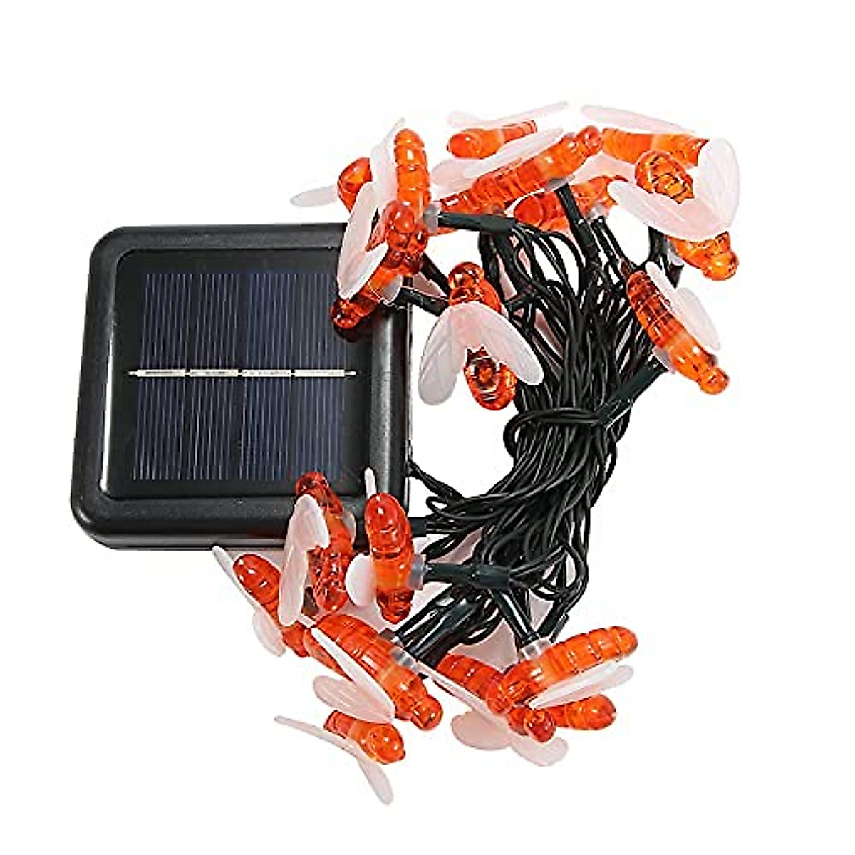 XLXX LED Bee/Dragonfly Solar String Lights with 8 Modes for Christmas Trees, Outdoor Garden, Patio, Fence, Wedding, Party (Colored (BEE), 39.3 FEET 100LIGHTS)