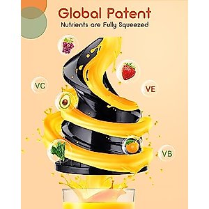 SOVIDER Compact Slow Masticating Juicer Machines- Up to 92% Juice Yield and 3.1" Wide Chute Cold Press Juicer for High Nutrient Fruits Vegetables Easy Clean with Brush Pulp Measuring Cup Reverse