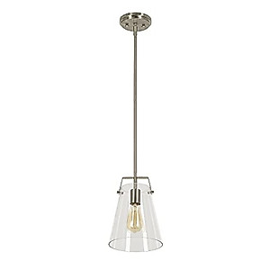 Catalina Lighting 23042-000 Modern 1-Light Bell-Shade Mini Pendant Ceiling Light, 8", Brushed Nickel
