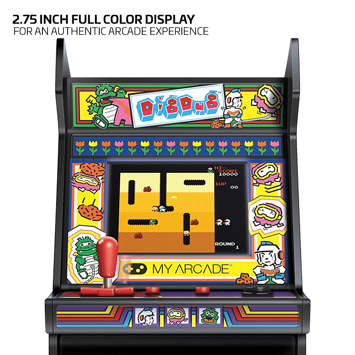 My Arcade Dig Dug Micro Player -Collectible Miniature-Fully Playable, 6.75 Inch Collectible, Color Display, Speaker, Volume Buttons, Headphone Jack (DGUNL 3221) - Electronic Games