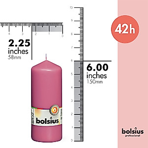 BOLSIUS 10 Pink Pillar Candles - 2.25 x 6 Inches - Premium European Quality - Individually Wrapped - 42 Hours Burn Time - Dripless Smokeless Unscented Dinner, Wedding, Party, & Restaurant Candles